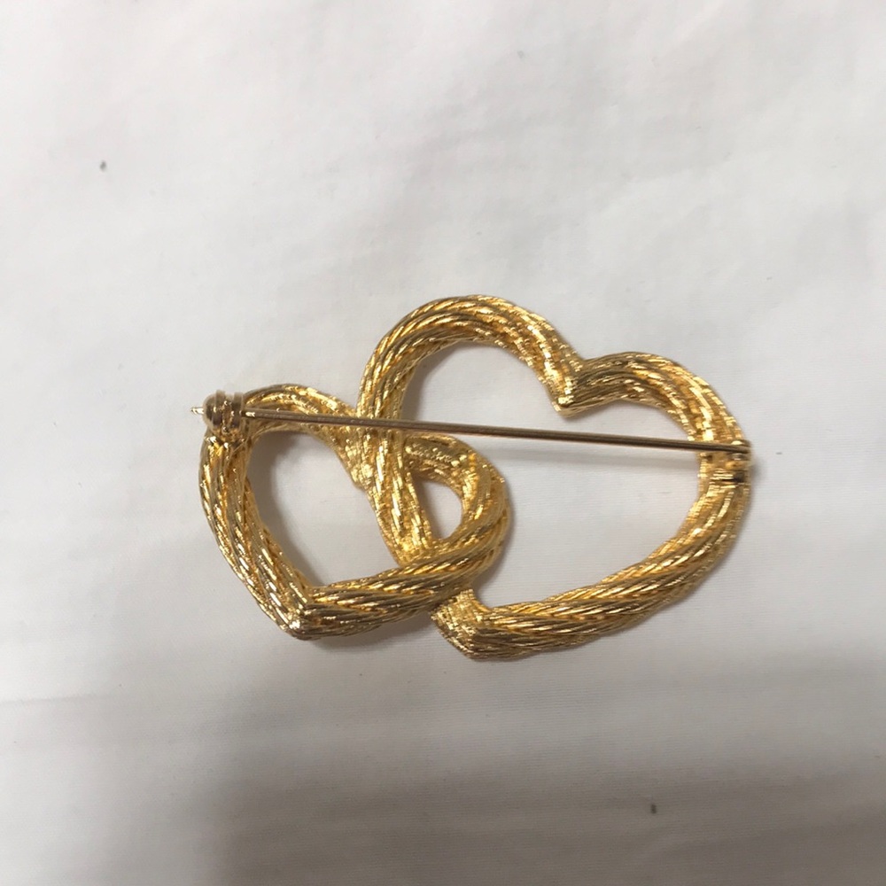Christian Dior Authentic Double Heart Gold Plated Bro… - Gem